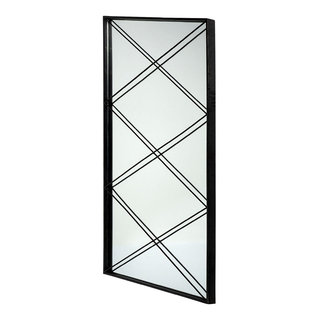 HomeRoots Rectangular Black Metal Frame Wall Mirror, 26.0L x 1.0W x 48 ...