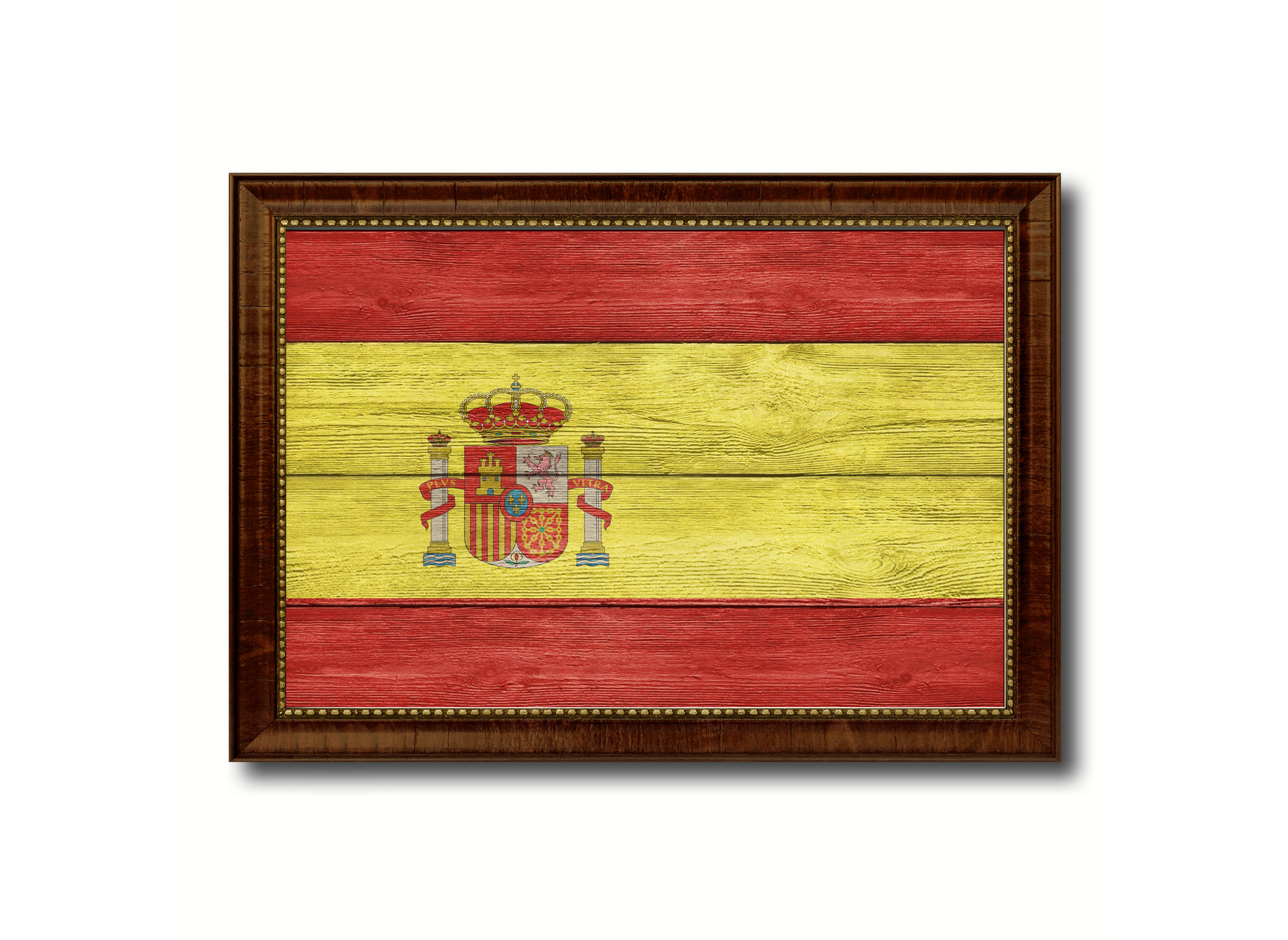 Spain Country Textured Flag Print With Brown Gold Frame, 23" X 33 ...