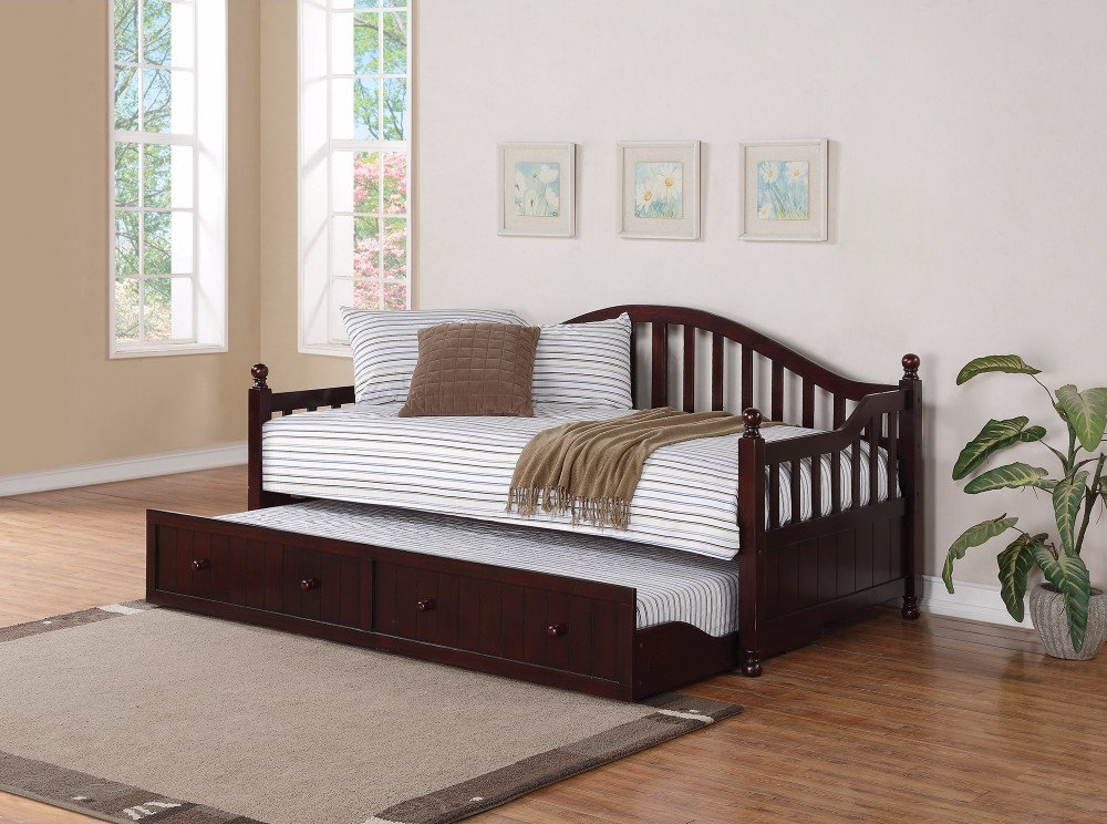 Benzara BM158125 Traditionally-Styled Wood Daybed with Trundle, Brown ...