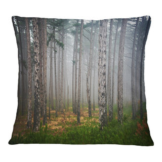 Dense Misty Forest Landscape Photography Throw Pillow, 16"x16 ...