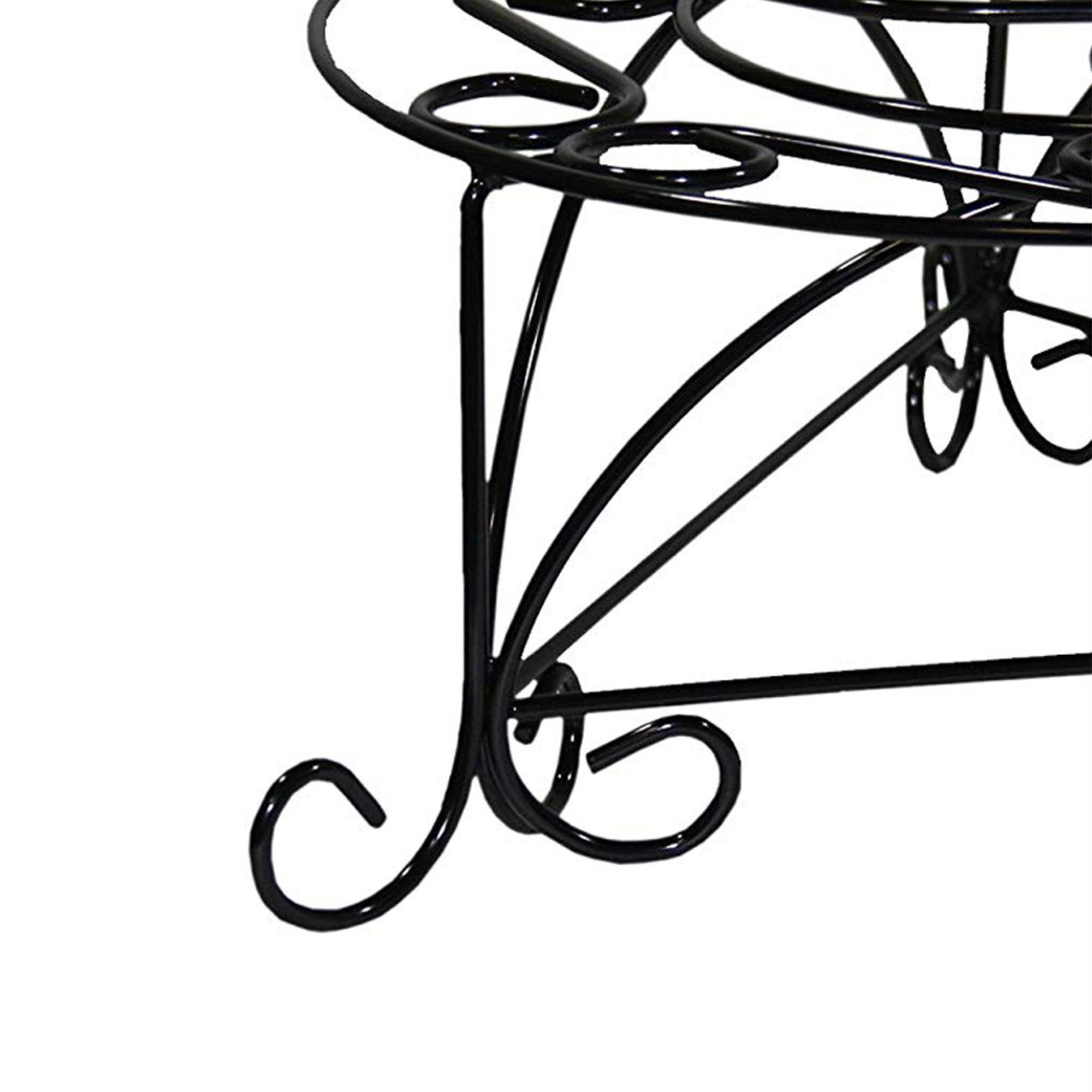 Swirl Mosaic Iron Frame Plant Stand, Glossy Black - Mediterranean ...