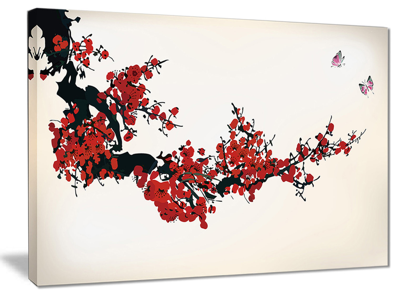 "Floral Winter Sweet" Digital Canvas Art Print, 20"x12" - Asian ...