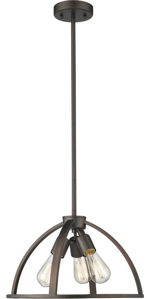 CHLOE Ironclad Industrial 3 Light Rubbed Bronze Ceiling Pendant 16 ...