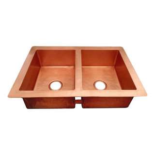 33" Medium Double Well, Copper Kitchen Sink - 50/50 by SoLuna ...