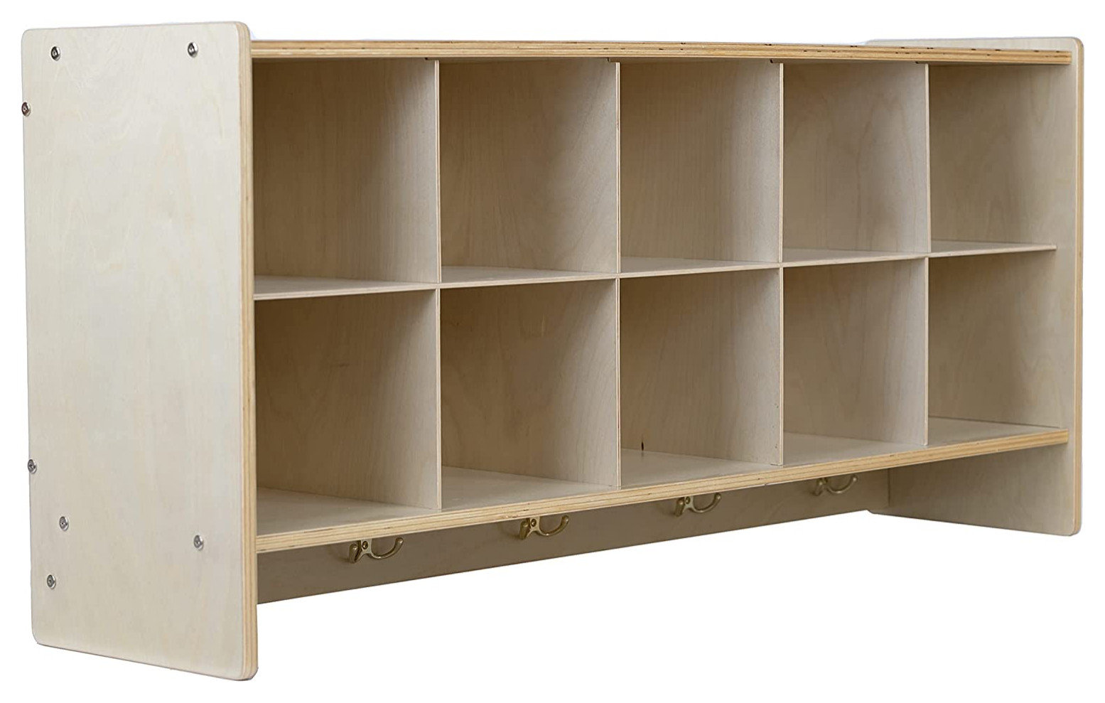 10 Section Wood Cubbies Storage, Yellow Bins, Wall Hanging Organizers ...