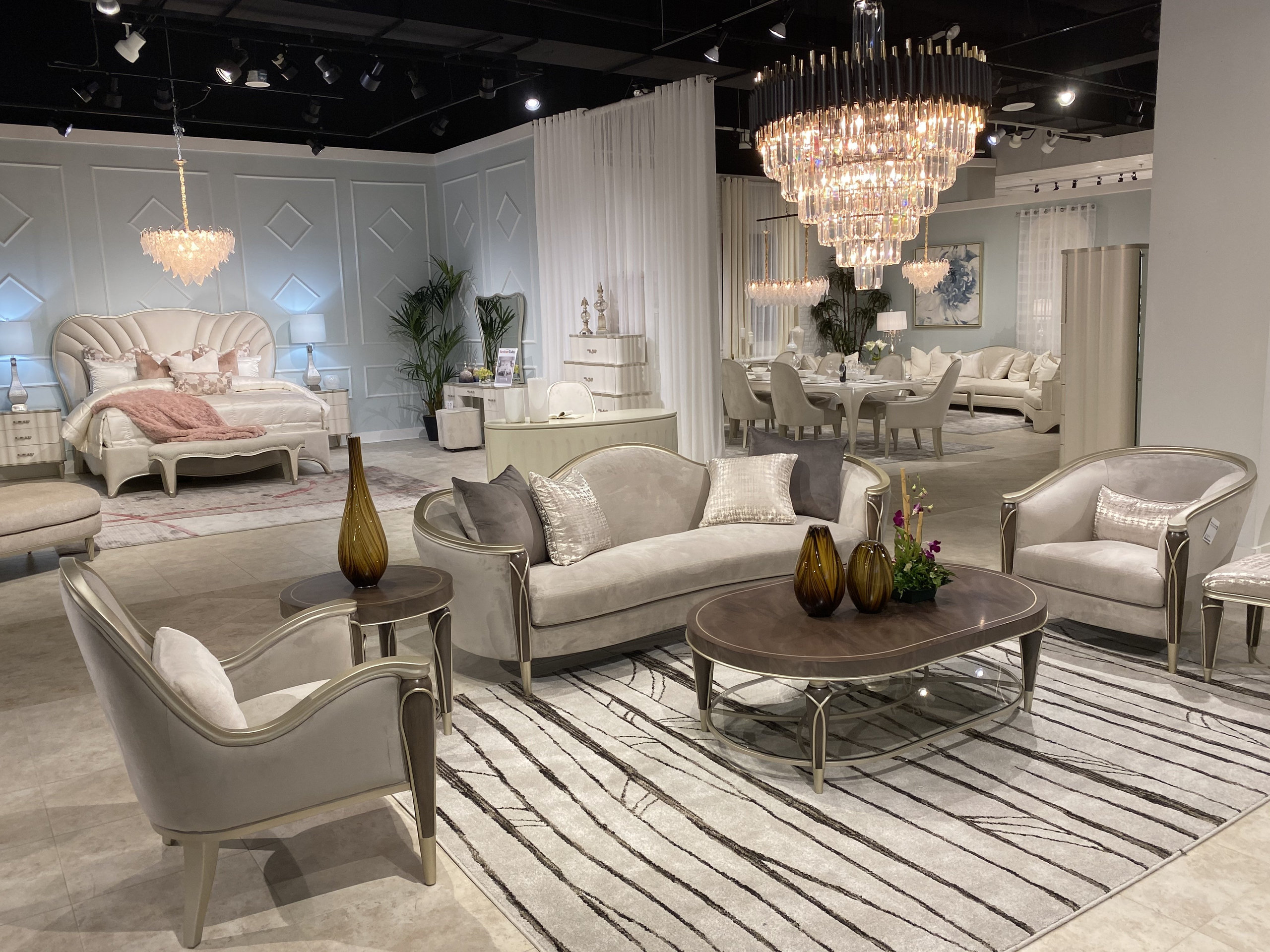 Aico Amini London Place 2 PC Sofa & Chair-Half Set in Champagne ...