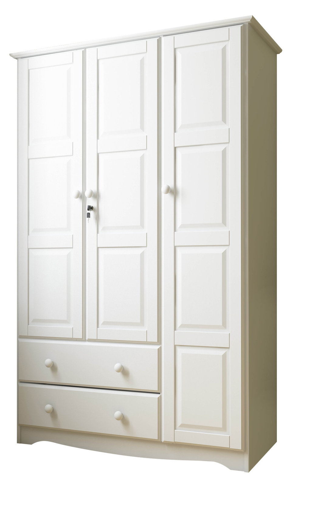 100% Solid Wood 3-Door Grand Armoire With Lock - Transitional ...