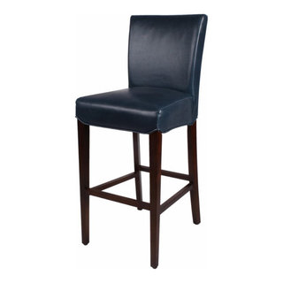 New Pacific Direct Milton 30.5" Bonded Leather Bar Stool in Blue - Transitional - Bar Stools And ...