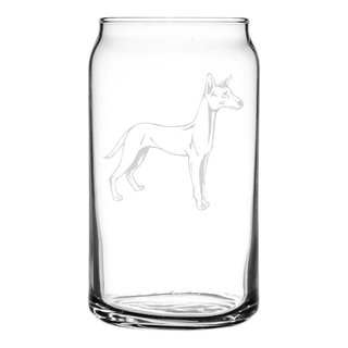 Podenco Canario Dog Themed Etched All Purpose 16oz. Libbey Can Glass ...