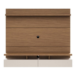 Floating Wall Theater Entertainment Center, Maple Cream and Off White ...