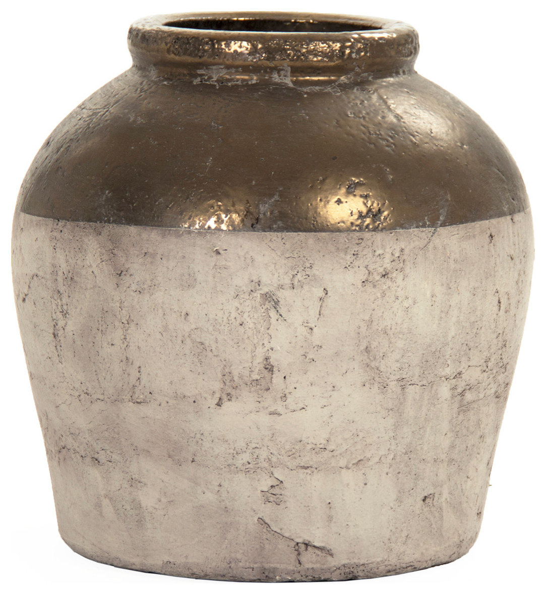 Distressed Terracotta Vase, Gilded Top, Small - Farmhouse - Vases - by ...