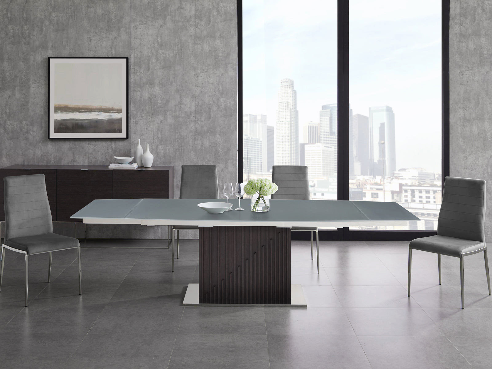 Moon Manual Dining Table with Gray Oak Base and Gray Top - Contemporary - Dining Tables - by ...
