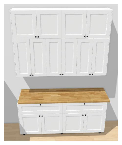 Need help with dry bar upper double stacked cabinet layout