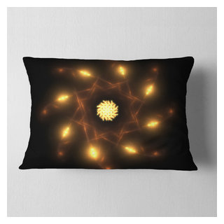 Glowing Yellow Radial Fractal Flower Art Floral Throw Pillow, 12"x20 ...