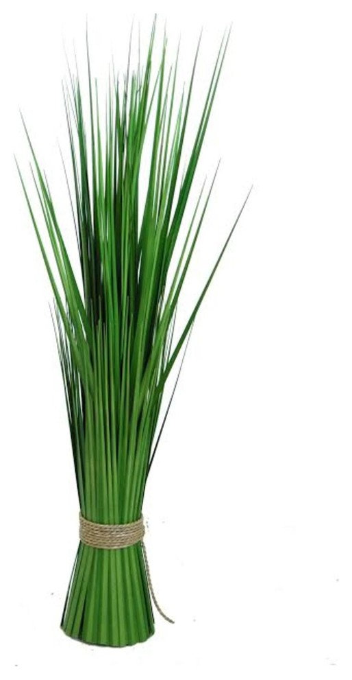 30.25" Green Artificial Onion Grass Bundle Wrapped With Decorative Tan ...