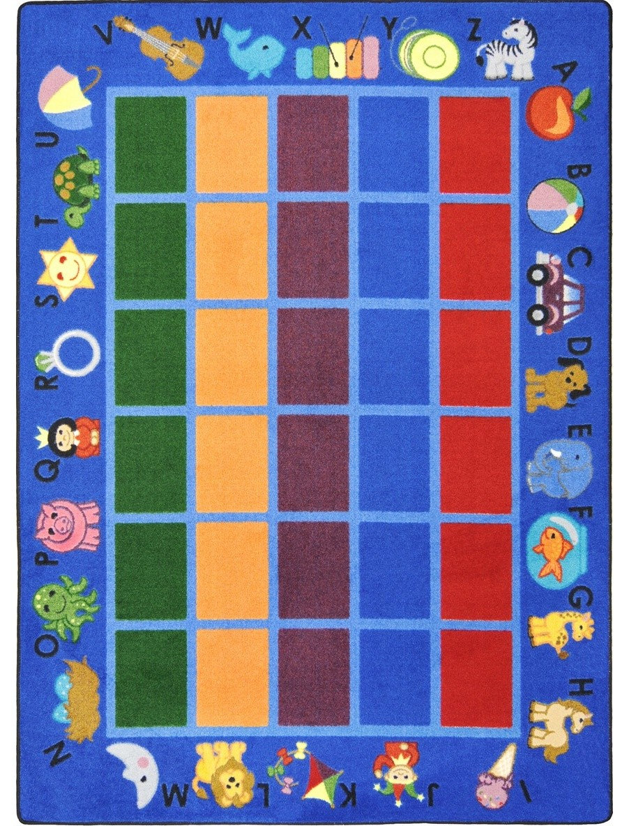 Kid Essentials Rug, Alphabet Phonics, Blue, 7'8"x10'9", 7'8"x10'9 ...