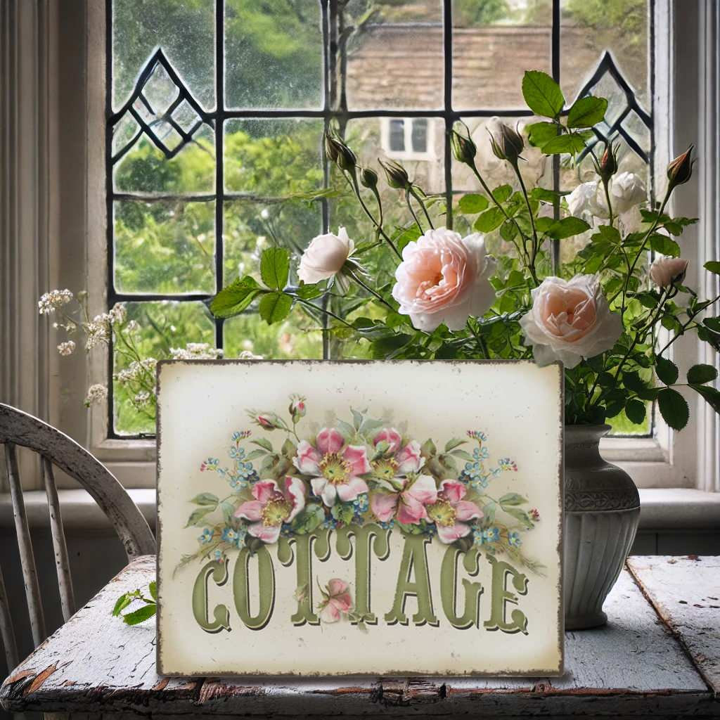Vintage-Style Rose Cottage Sign - Contemporary - Wall Accents - by ...