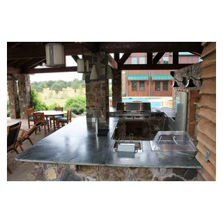 outdoor kitchen, soapstone countertop, pavilion. - Rustic - Patio ...