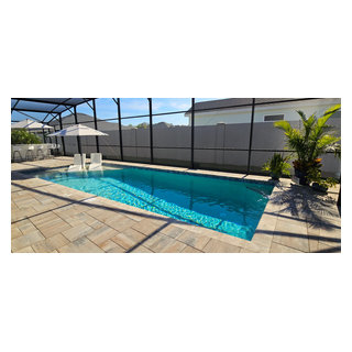 The Villages Parallelogram Pool with bold angled steps - Contemporary ...