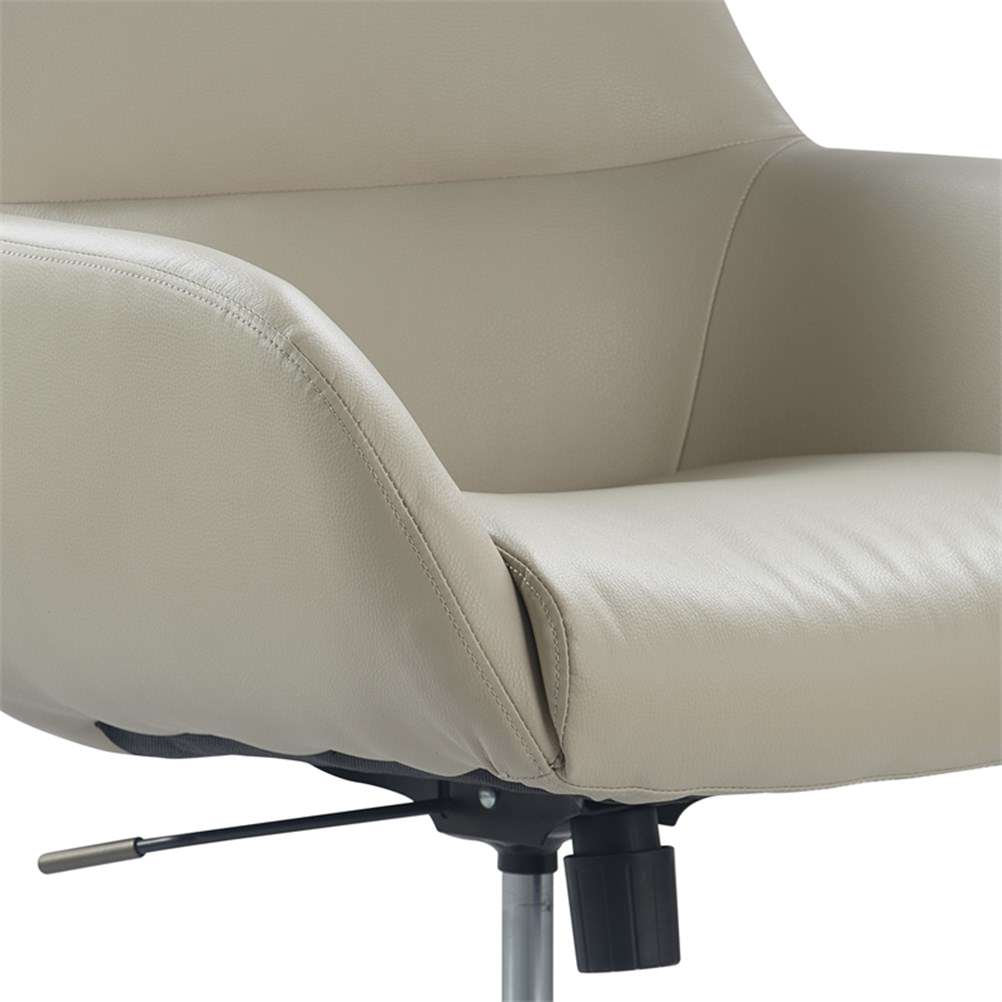Pemberly Row Modern / Contemporary Leather Office Chair Cream ...