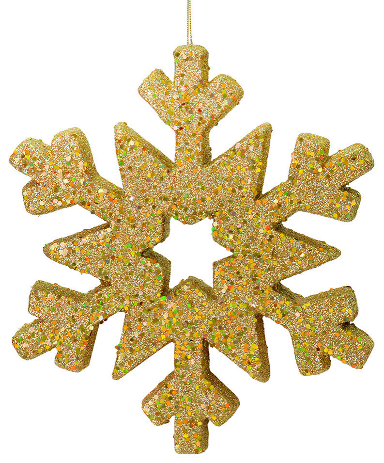 Vickerman L180308 12" Gold Glitter Snowflake Christmas Ornament ...