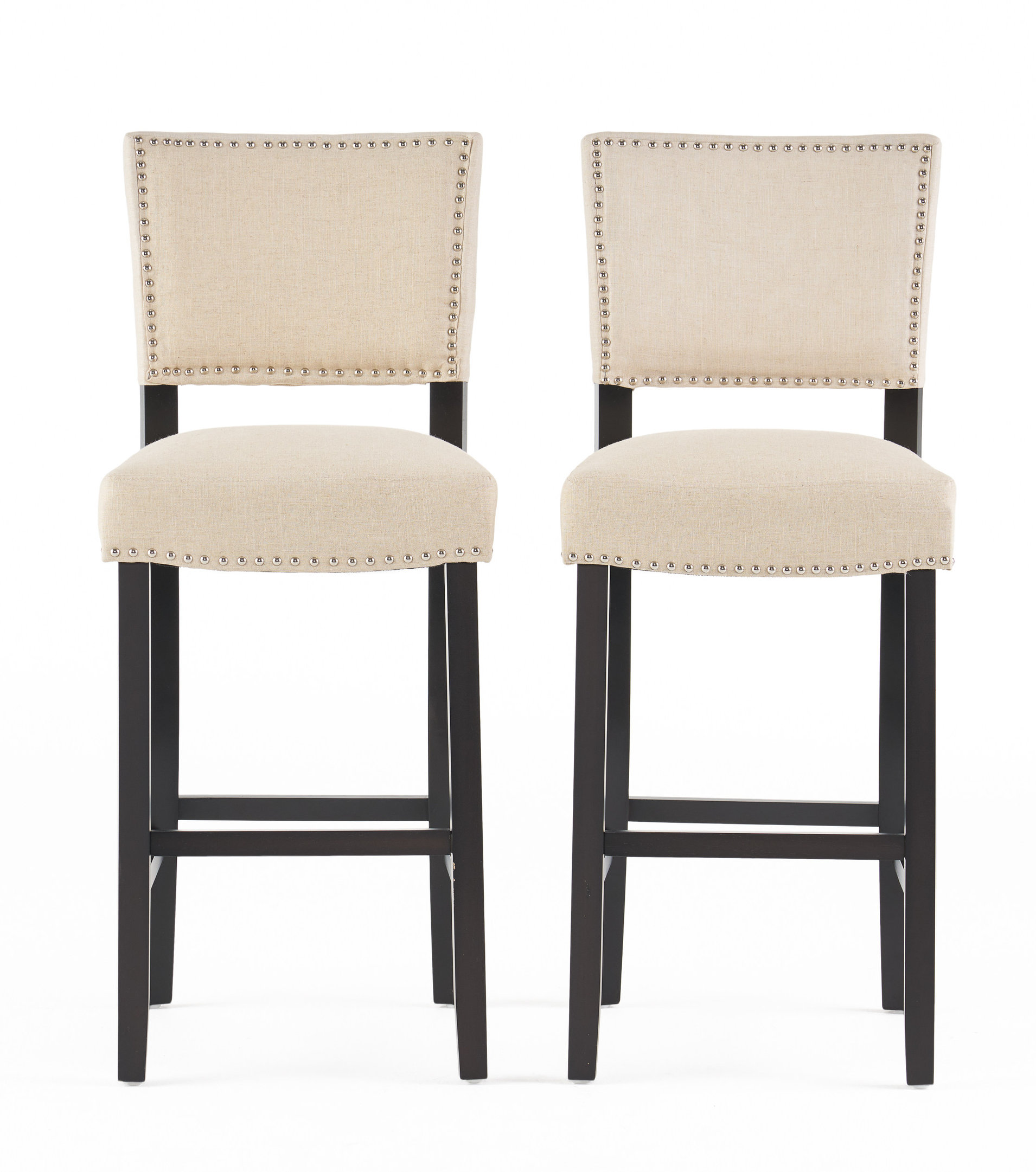 William Contemporary Linen Barstools, Set of 2 - Transitional - Bar ...