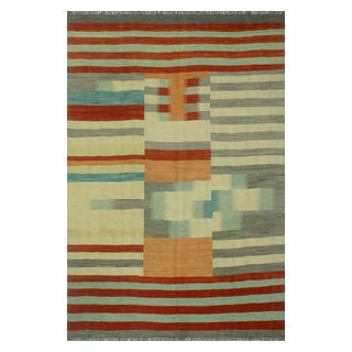 Winchester Kilim Zohreh Ivory/Light Green Rug, 6'3x9'8, 6'3 x 9'8 ...
