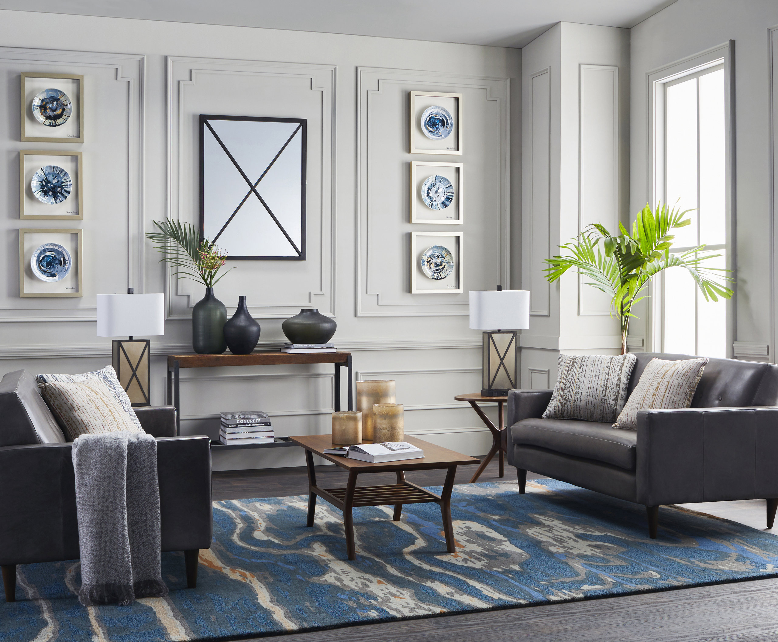 Artist Studio Modern Navy, Sea Foam Area Rug, 9'x13' - Contemporary ...