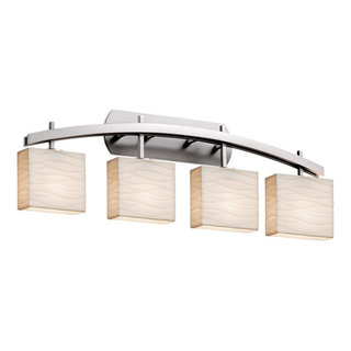 Archway 4-Light Bath Bar, Rectangle Shade, Brushed Nickel, Waves, LED ...