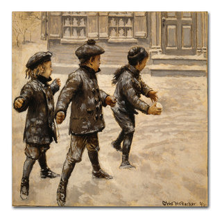 "Boys Snowballs" by Vintage Apple Collection, Canvas Art, 14"x14 ...