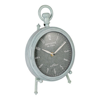 Antique Reproduction Pewter Mantel Clock, Soft Blue Finish - Farmhouse ...
