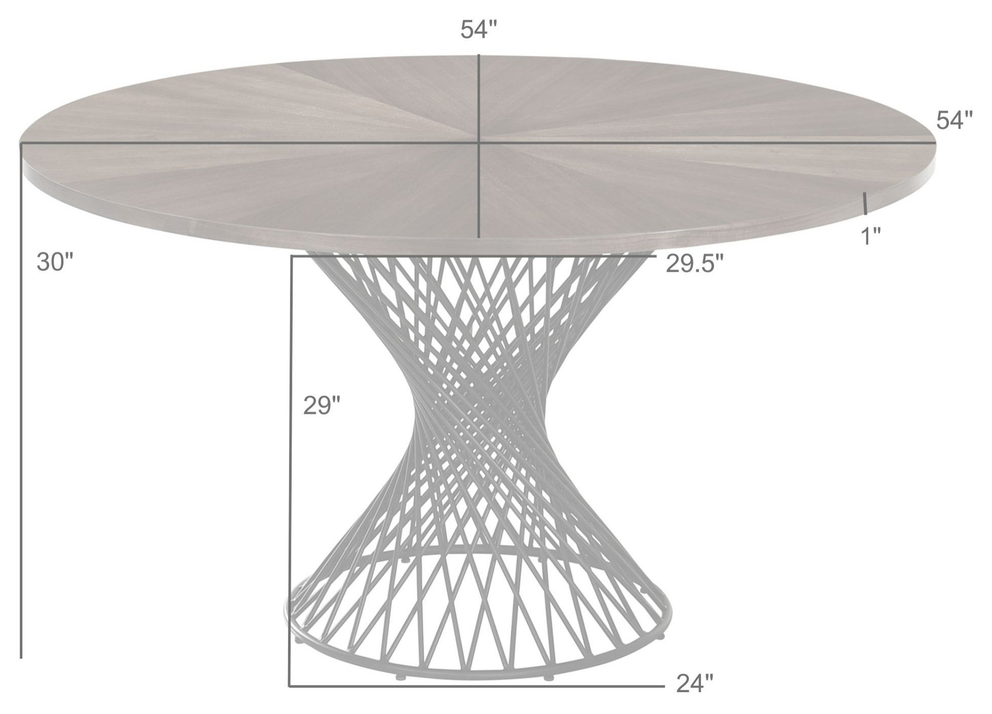 Cirque 54" Round Pedestal Dining Table Black Metal Base - Industrial ...