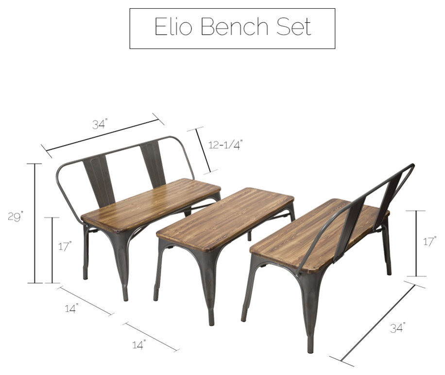 Elio Bench Set With Table - Industrial - Dining Benches - by Event ...