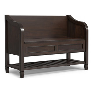 Connaught Solid Wood Entryway Storage Bench With Shelf - Traditional ...