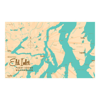 Lakebound Eld Inlet Map Art Print, 12"x18" - Contemporary - Fine Art ...