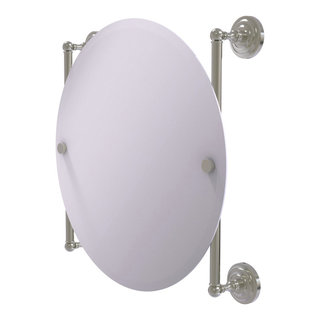 Que New Round Frameless Rail Mounted Mirror, Antique Brass ...