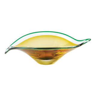 Bent Leaf Bowl, 14.25"L x 9.5"W x 4"H - Contemporary - Decorative Bowls ...