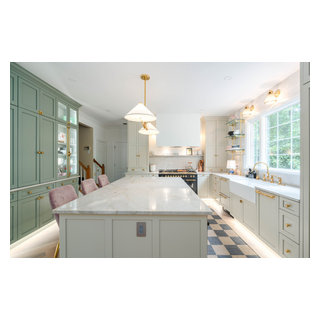 A Tranquil Fusion of Green and White Kitchen Renovation - French ...