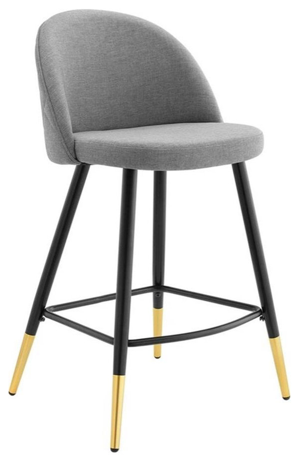Modway Cordial 25.5" Fabric/Metal Counter Stools in Black/Light Gray ...