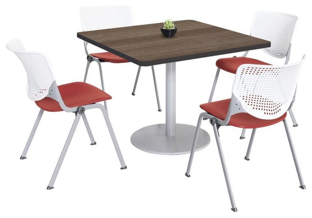 KFI 42" Square Dining Table - Teak Top - Kool Chairs - Coral ...