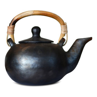 Artisan Handmade Black Large Ceramic Teapot 18 Fl.Oz - Tropical ...
