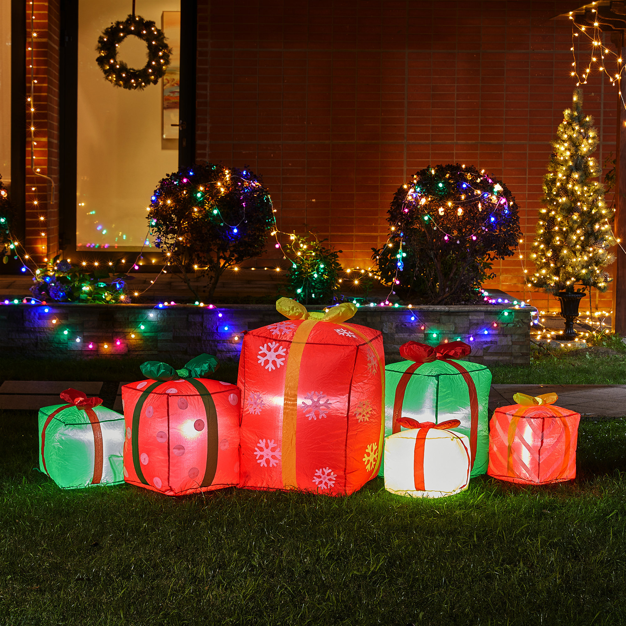 8FT Lighted Inflatable Gift Boxes Decor - Traditional - Outdoor Holiday ...
