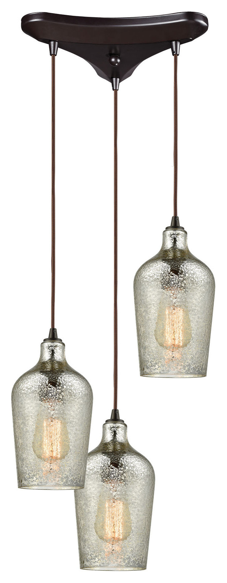 Elk Lighting Hammered Glass 3 Light Triangle Pan Fixture - Transitional ...