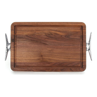 BigWood Boards Rectangle Cutting Board, Boat Cleat Handles, 10.5"x16"x1 ...