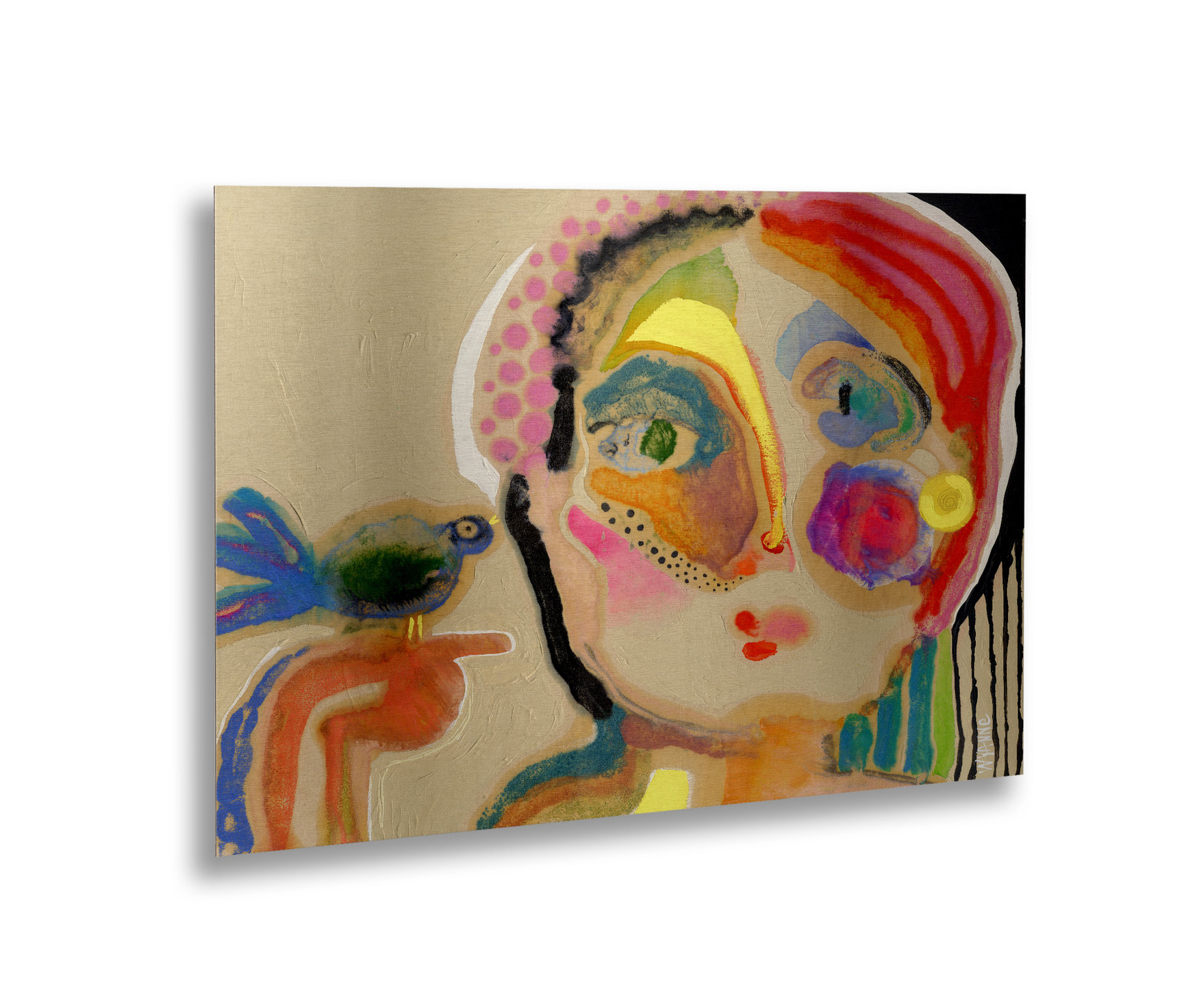 Wyanne 'The Talker' Floating Brushed Aluminum Art, 16"x22 ...