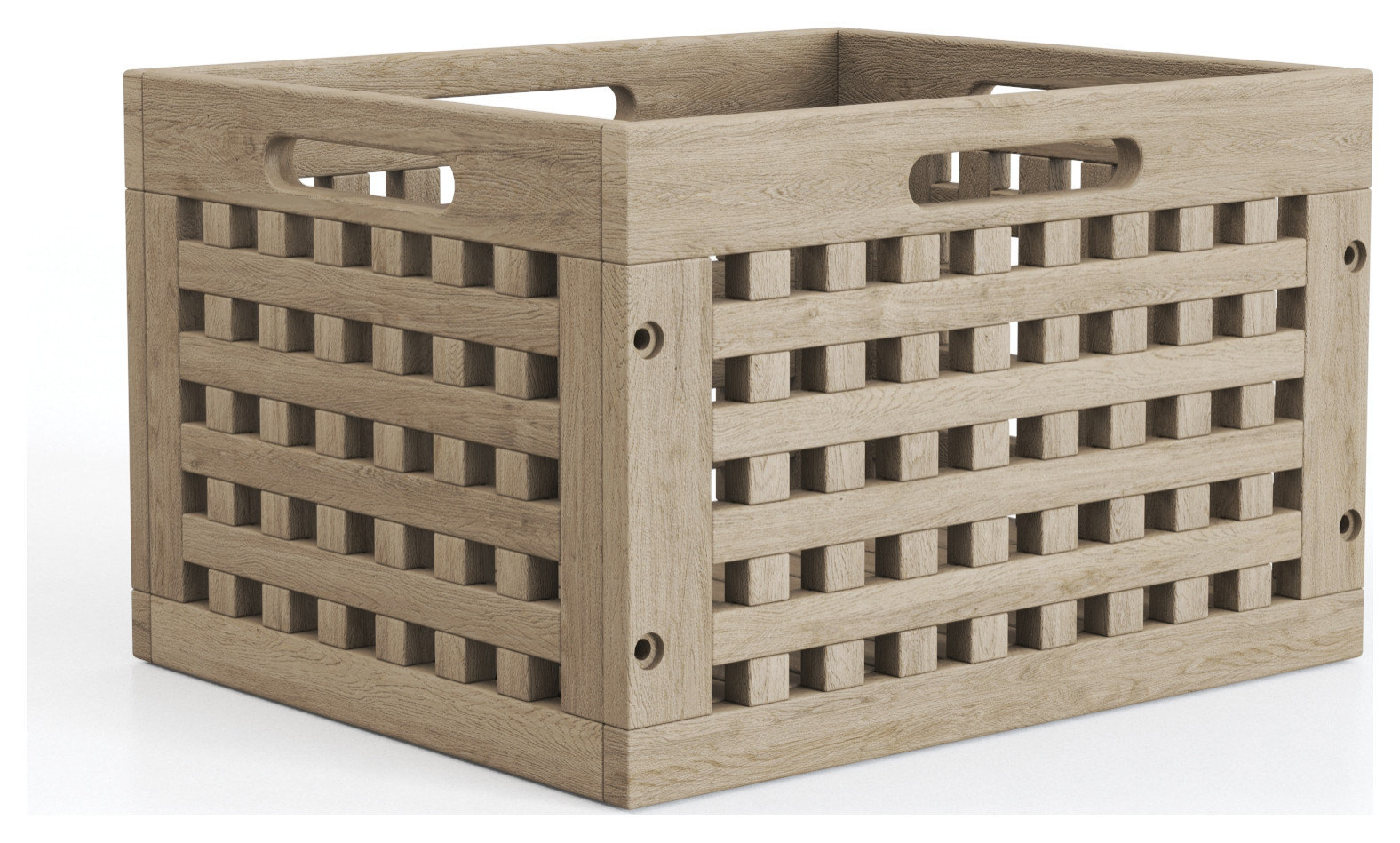 Grate Large Size Teak Storage Bin, 10" Tall - Transitional - Bathroom ...