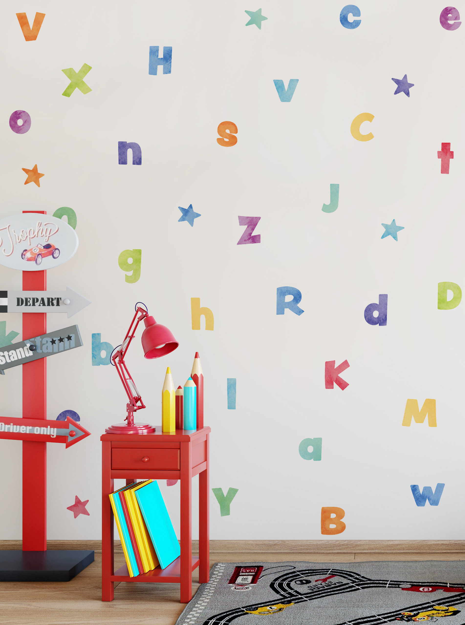 Watercolor Alphabet Vinyl Wall Stickers - Peel and Stick - Modern ...