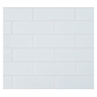 Retro Brick Bianco Matte Subway Porcelain Tile, Sample - Contemporary ...
