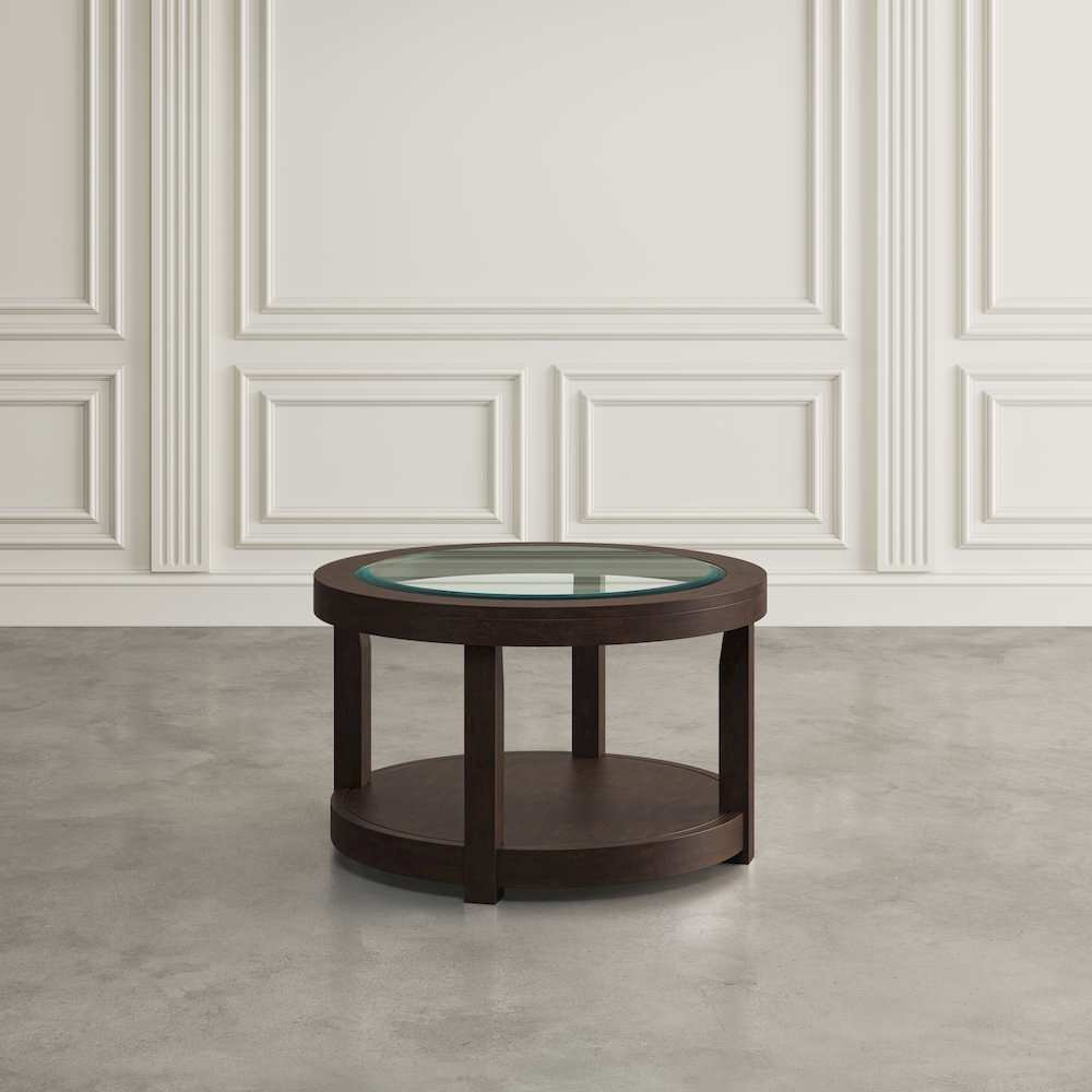 Urban Icon Contemporary Round Glass Inlay Coffee Table - Contemporary ...