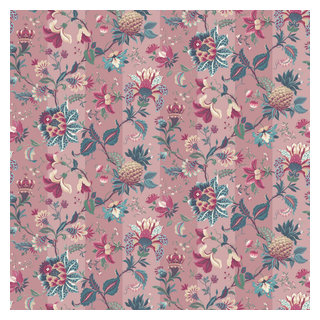 Cornelia Pink Floral Stripe Wallpaper, Swatch - Contemporary ...